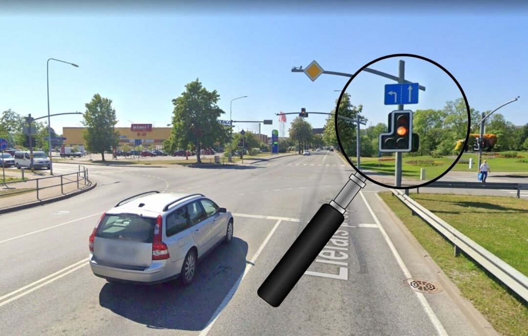 Nedarbosies luksofori Lielā prospekta un Lāčplēša ielu krustojumā ...